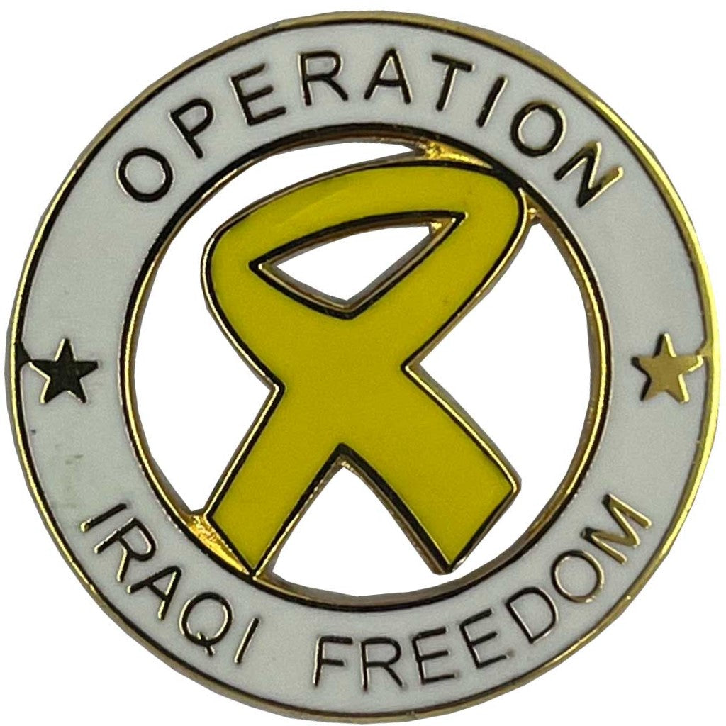 Yellow Ribbon OIF Pin – CavHooah.com