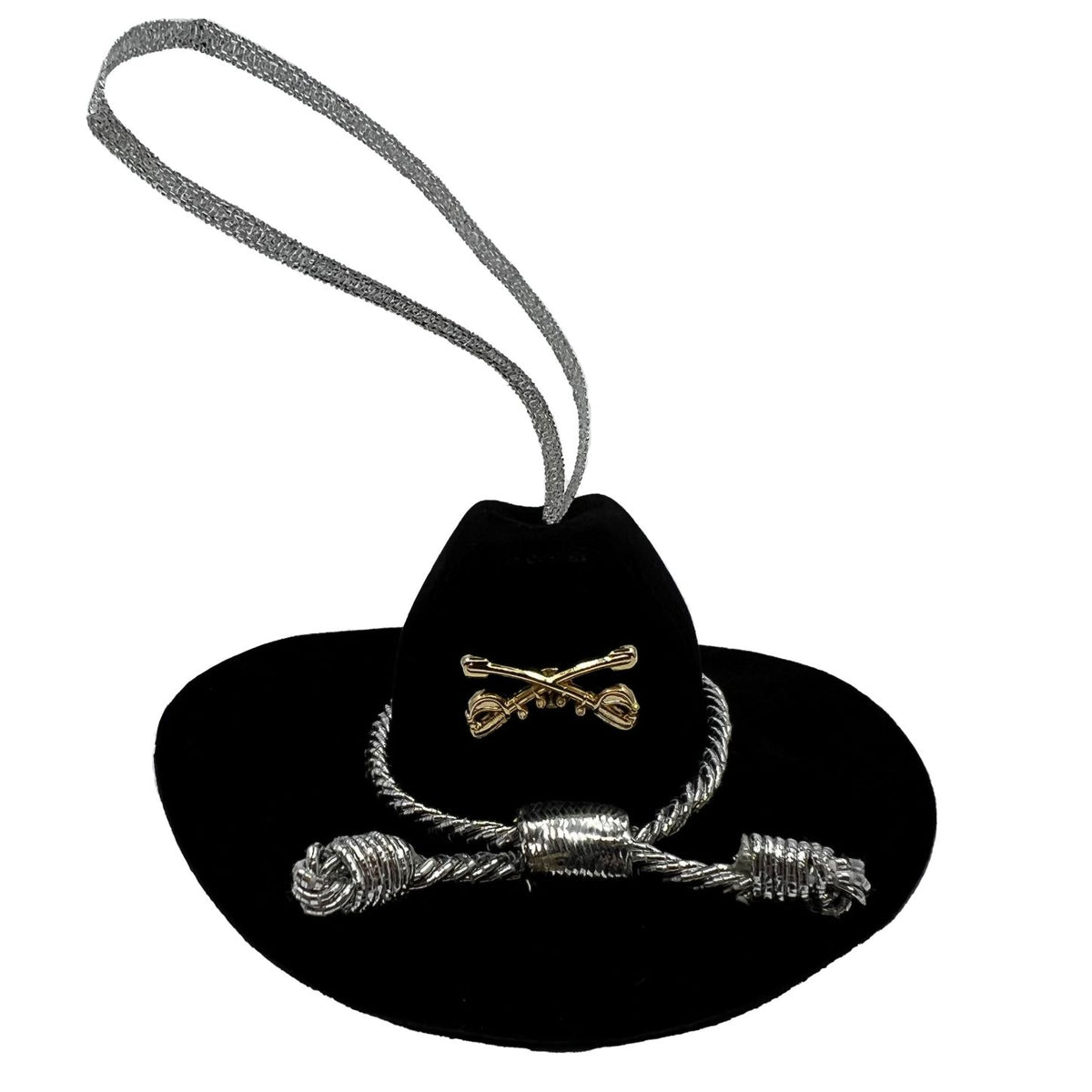 Small Black Cavalry Hat Ornament - Silver Cord – CavHooah.com